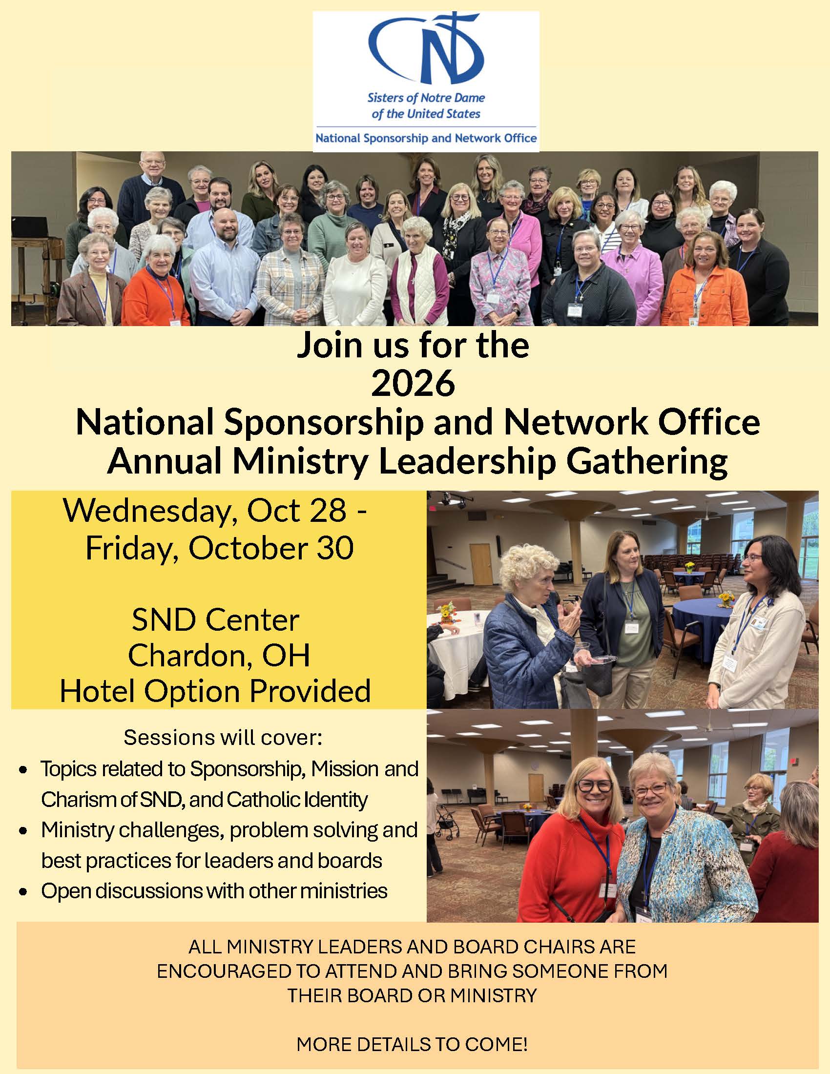 2025 Annual Sponsored Ministry Leadership Gathering - NSNO